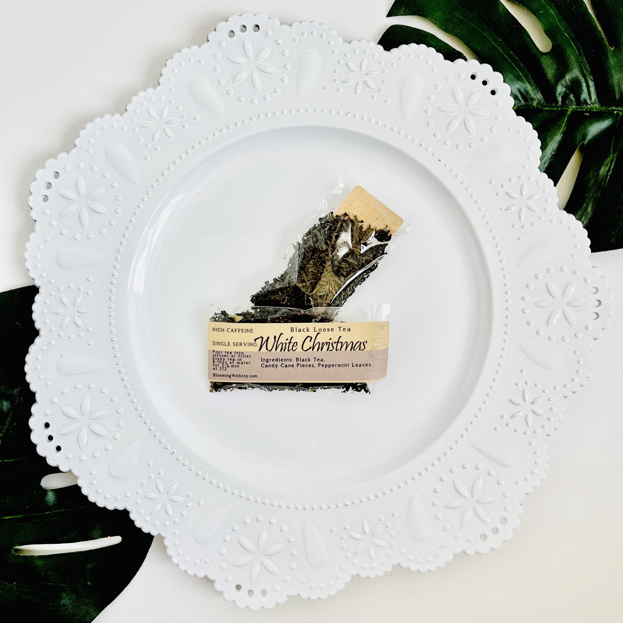 White Christmas Tea Festive Blend with Candy Cane & Peppermint