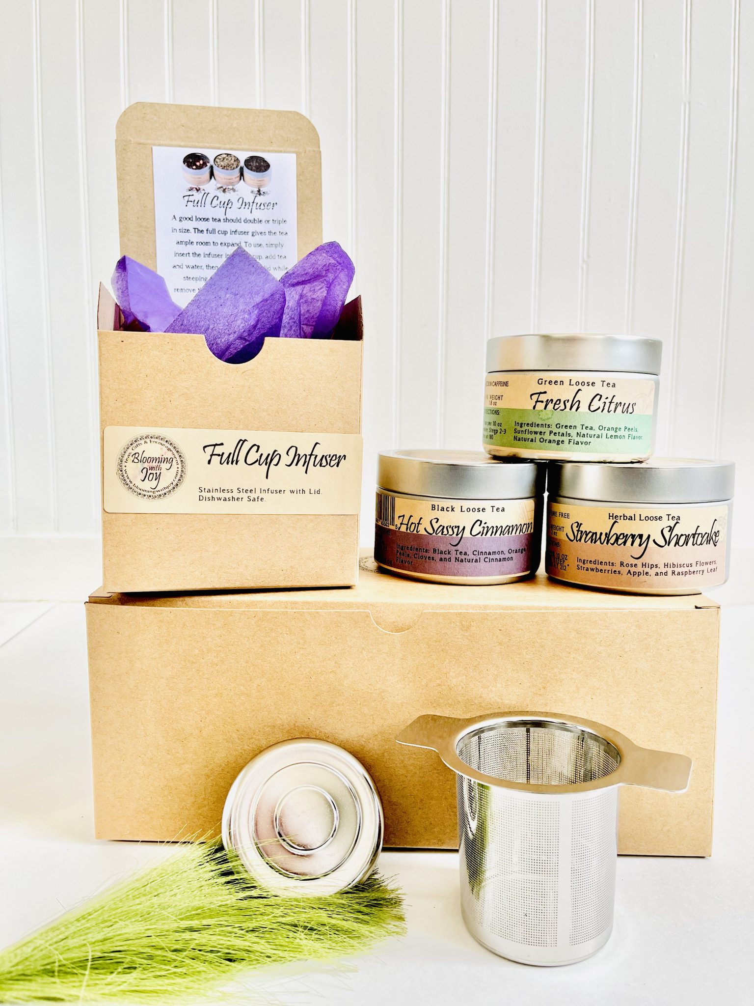 Tea Lover Gift Set Infuser and 3 Tea Tins Elevate Tea Experience